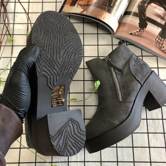 Nordstrom | Shoes | Gray Suede Womens Platform Ankle Booties Boots ...